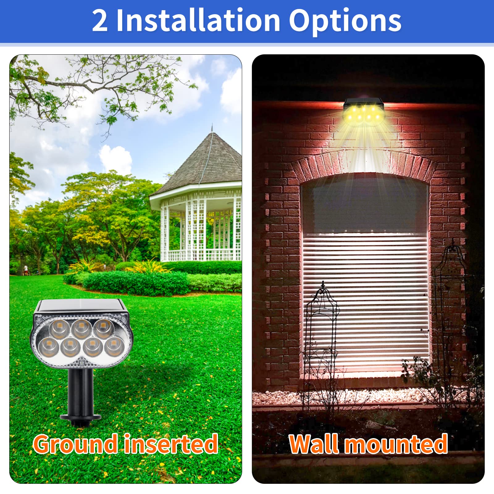 sunchai Super Bright Solar Spot Warm Light - Solar Spotlight Outdoor - for Outside Security Visibility and Landscape Yard Lightning (2 Pack)