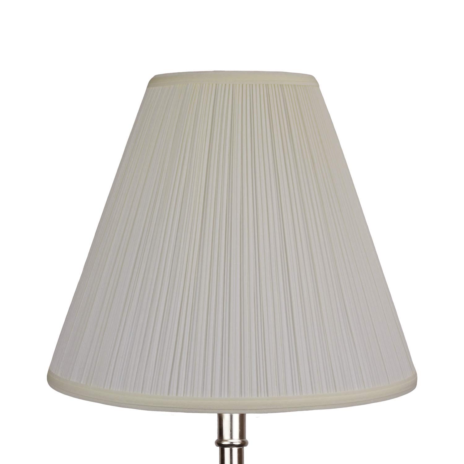 FenchelShades.com Lampshade 6.5" Top Diameter x 15" Bottom Diameter x 13" Slant Height Lampshade with 11" Brass Harp and Finial (Pleated Mushroom Cream)