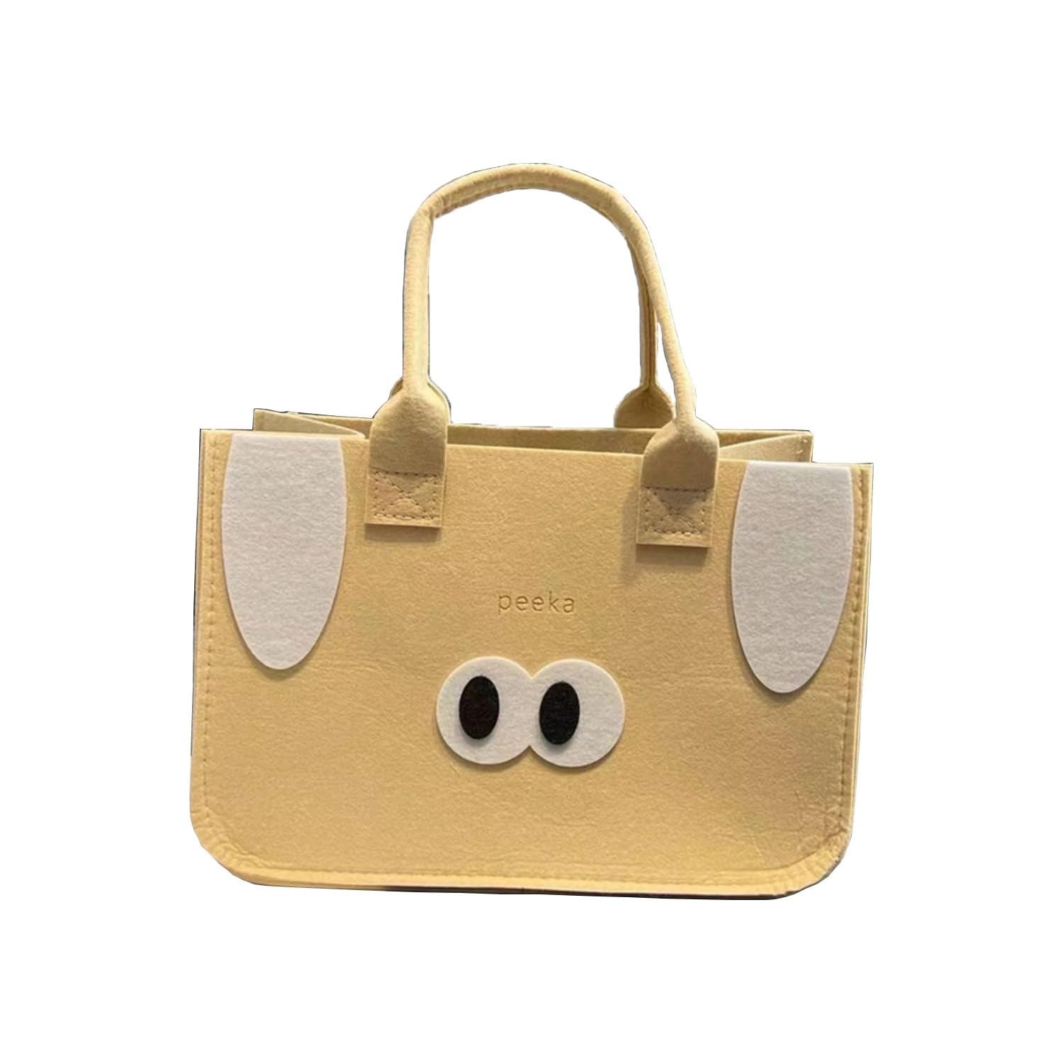 Achard Large Felt Tote Bag, Reusable Grocery Bags Collapsible Utility Tote for Food Containers,Groceries, Picnic,Beach, Pool,Travel (Beige)