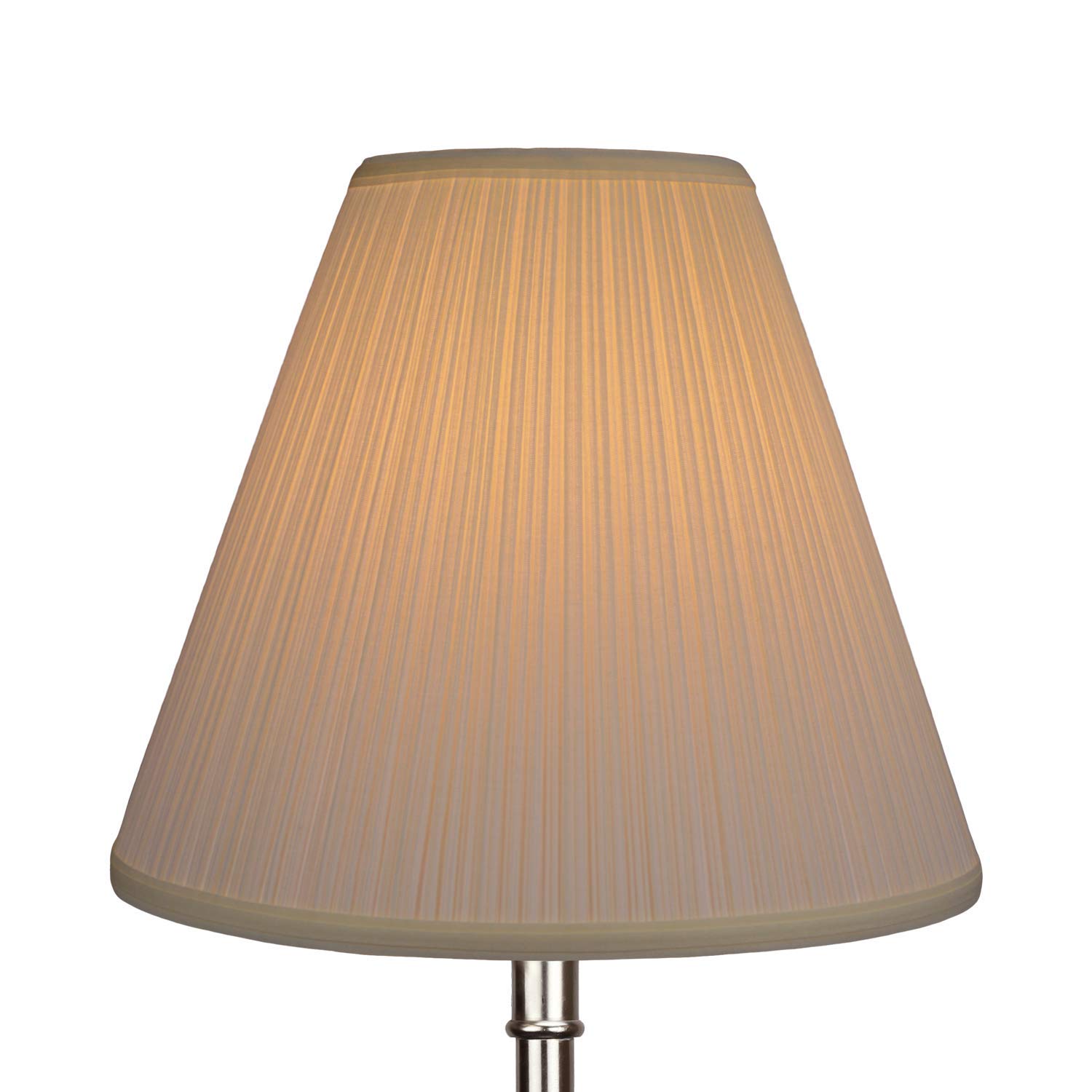 FenchelShades.com Lampshade 6.5" Top Diameter x 15" Bottom Diameter x 13" Slant Height Lampshade with 11" Brass Harp and Finial (Pleated Mushroom Cream)