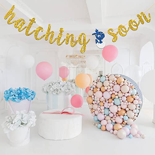 INNORU Hatching Soon Banner, Dinsaur Theme first Birthday Party Decorations, Baby Shower, Happy Birthday Party Decorations Gold Glitter