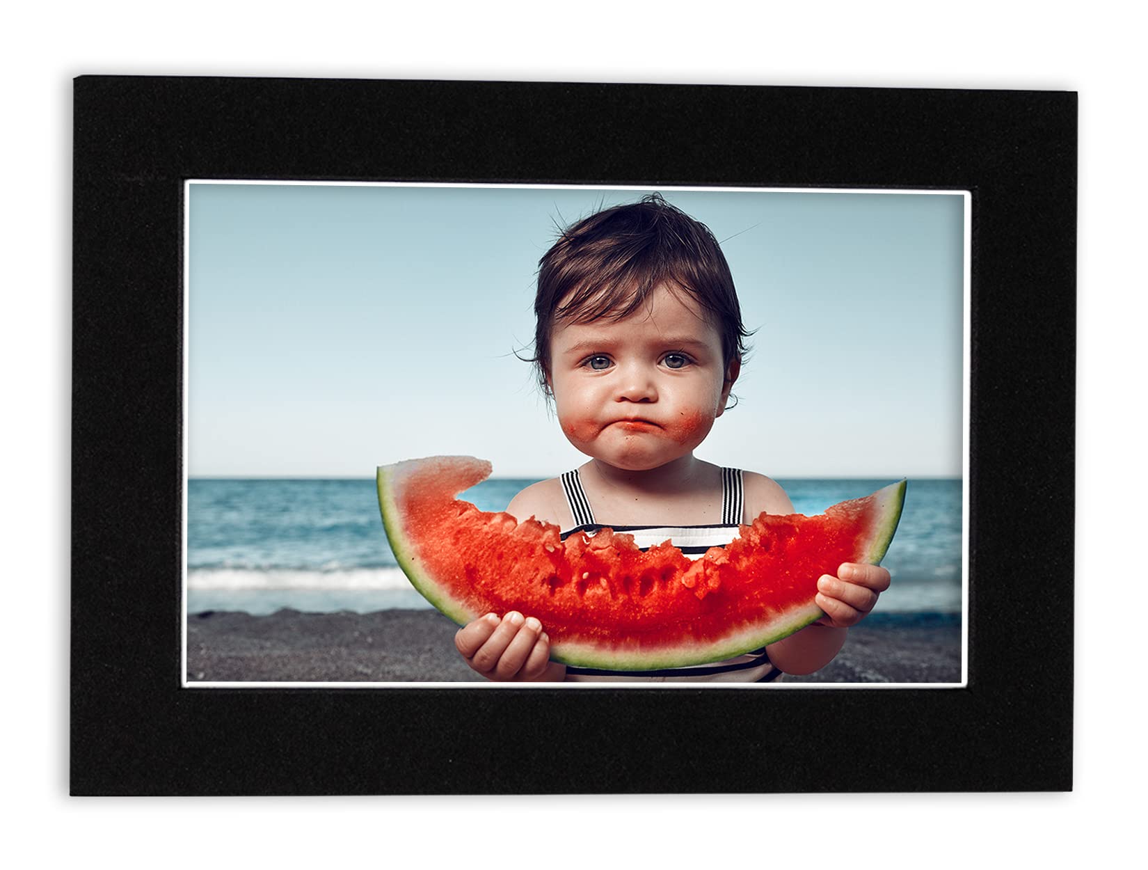 8x10 Mat Bevel Cut for 6x8 Photos - Acid Free Black with Black Core Precut Matboard - for Pictures, Photos, Framing - 4-ply Thickness