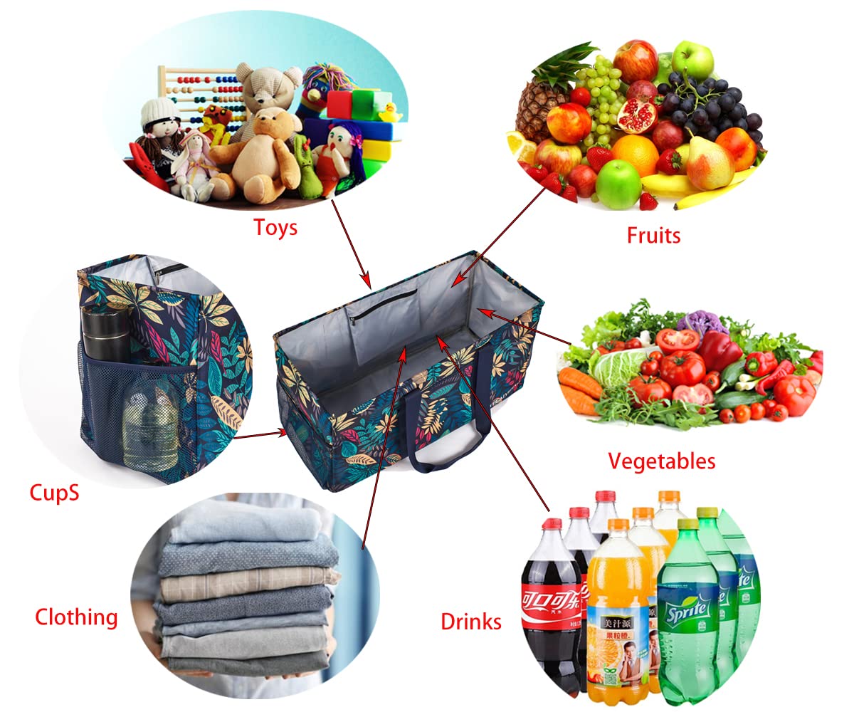 YELAIYEHAO 2 Large Utility Tote Bag, Foldable Collapsible Tote1 bag for Storage Pool Beach Shopping picnic laundry gym utility Luggage