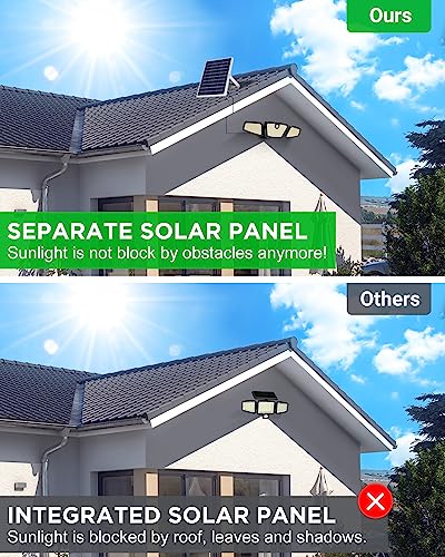 DeckTok Solar Lights Outdoor Indoor, 3500LM 350 LEDs 3 Modes Motion Sensor Solar Flood Light with Separate Solar Panel, 270° Wide Angle Illumination Waterproof Security Light for Yard Barn, 1Pack