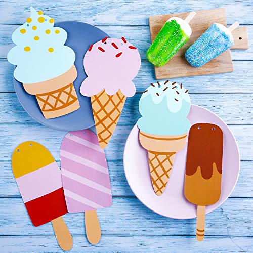 Leinuosen 2 Pack Ice Cream Bar Banner Ice Cream Banner Ice Cream Party Garland for School Summer Kid Birthday Party Decoration