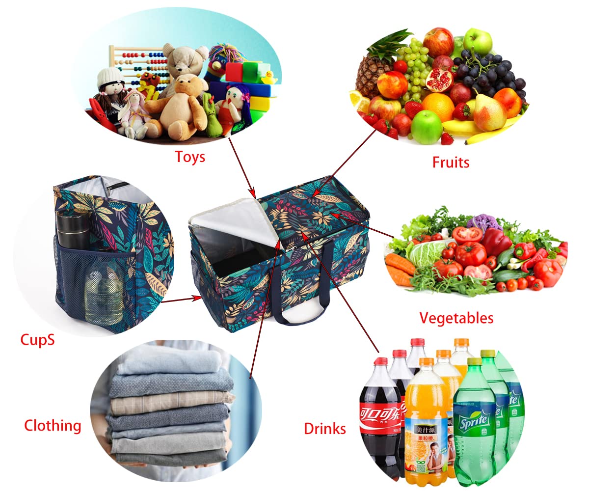 YELAIYEHAO 2 Large Utility Tote Bag, Foldable Collapsible Tote1 bag for Storage Pool Beach Shopping picnic laundry gym utility Luggage