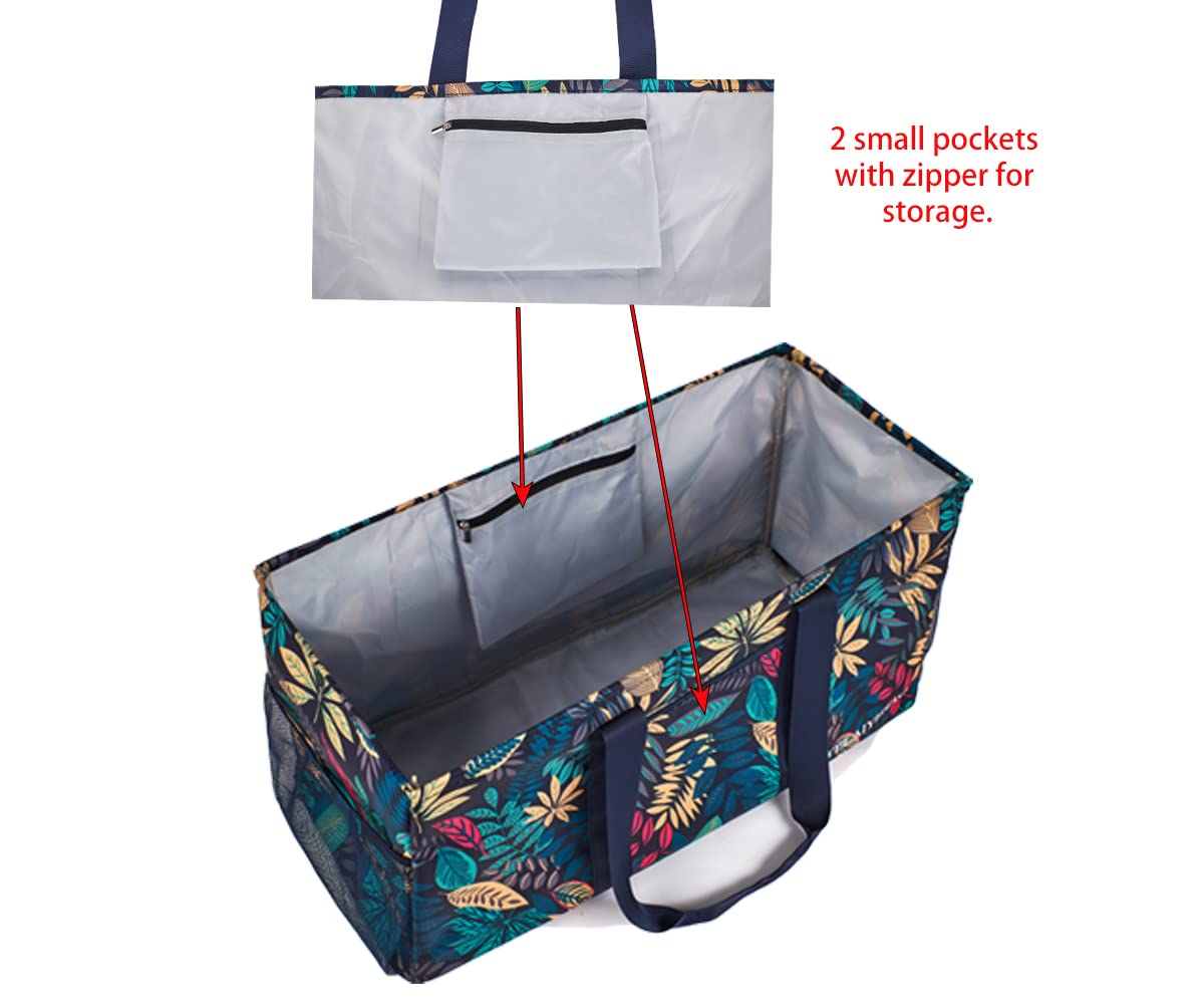 YELAIYEHAO 2 Large Utility Tote Bag, Foldable Collapsible Tote1 bag for Storage Pool Beach Shopping picnic laundry gym utility Luggage