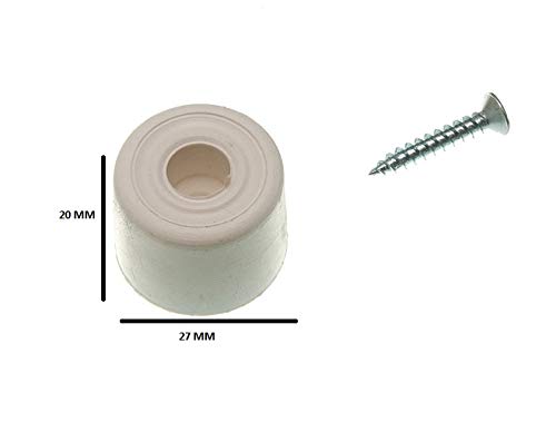 10 X 28mm White Rubber Round Door Stops, X