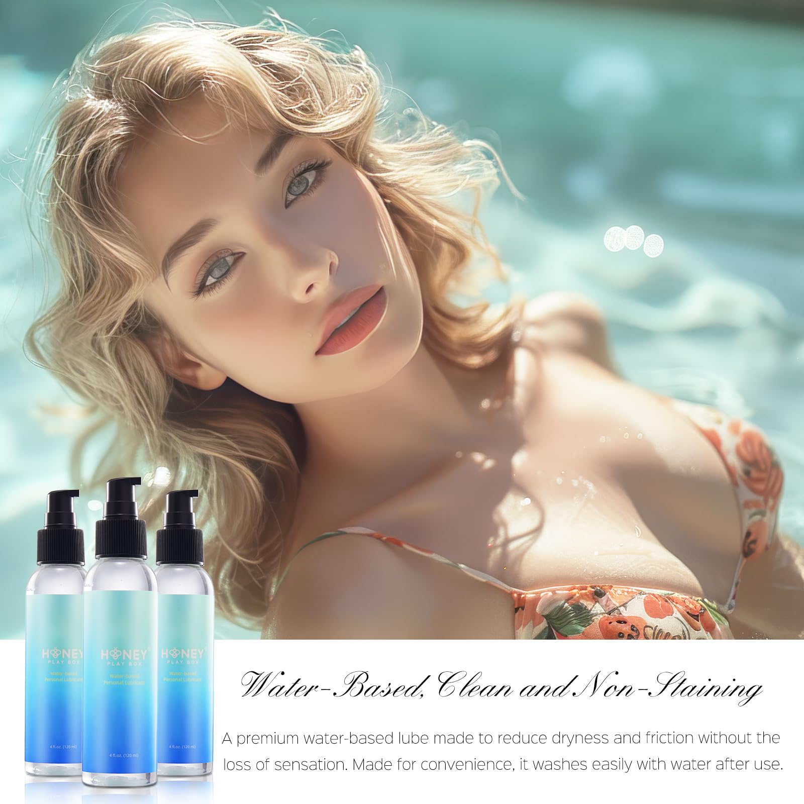 Water Based Personal Lubricant Parabens Free - Clean and Non-Staining, Silky Smooth, Latex Compatible Sex Lube for Men, Women and Couples Safe Pleasure (4 Fl Oz)
