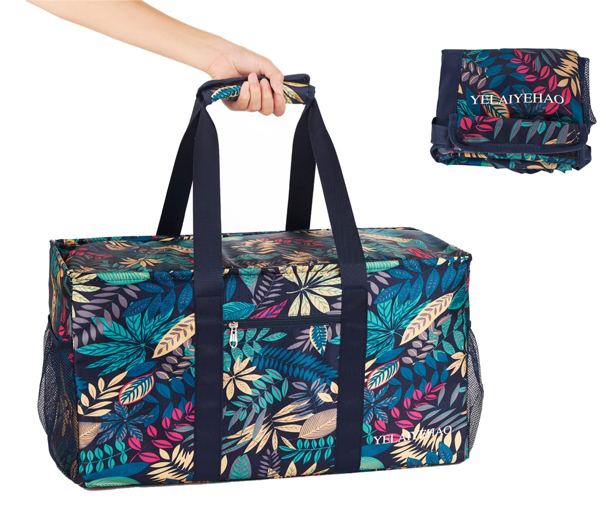 YELAIYEHAO 2 Large Utility Tote Bag, Foldable Collapsible Tote1 bag for Storage Pool Beach Shopping picnic laundry gym utility Luggage