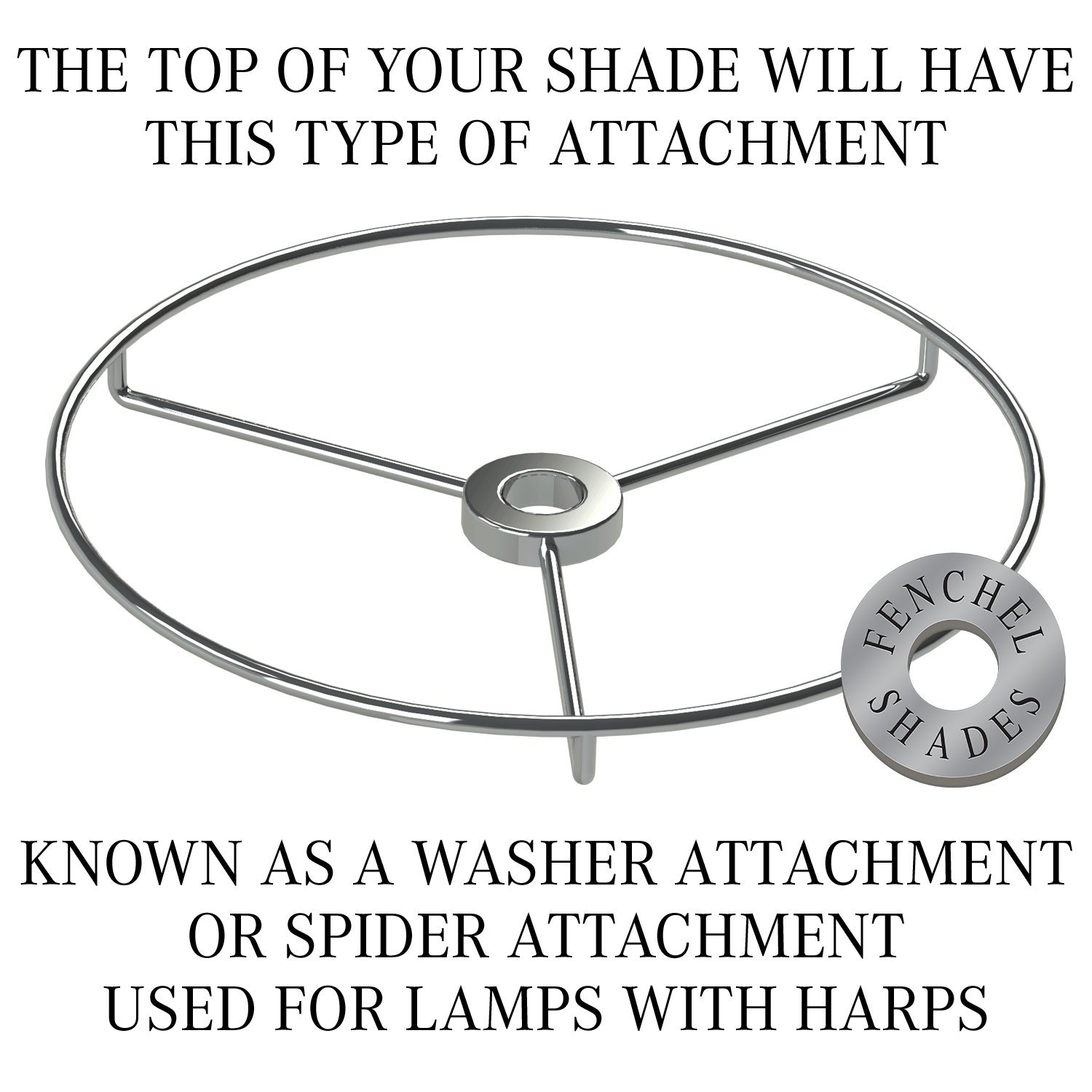 FenchelShades.com Lampshade 11" Top Diameter x 13" Bottom Diameter x 11" Slant Height with Washer (Spider) Attachment for Lamps with a Harp (Linen Cream)