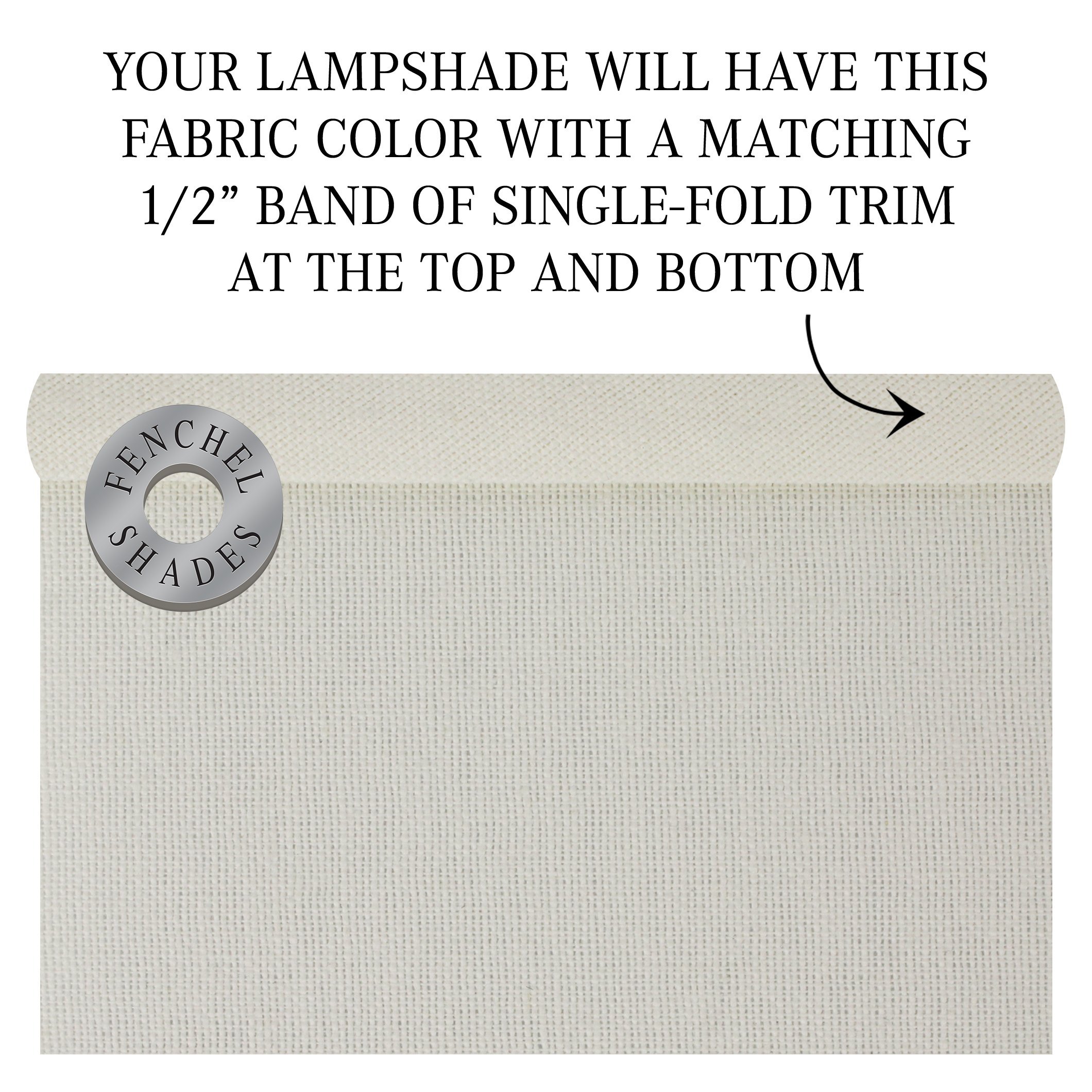 FenchelShades.com Lampshade 11" Top Diameter x 13" Bottom Diameter x 11" Slant Height with Washer (Spider) Attachment for Lamps with a Harp (Linen Cream)