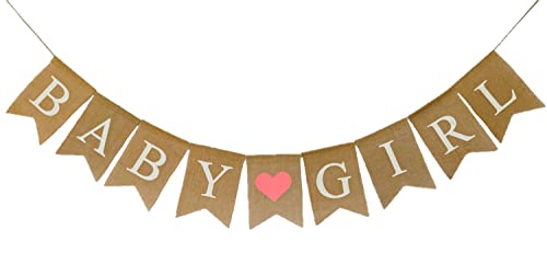 Shimmer Anna Shine Baby Girl Burlap Banner for Baby Shower Decorations and Gender Reveal Party (Pink)