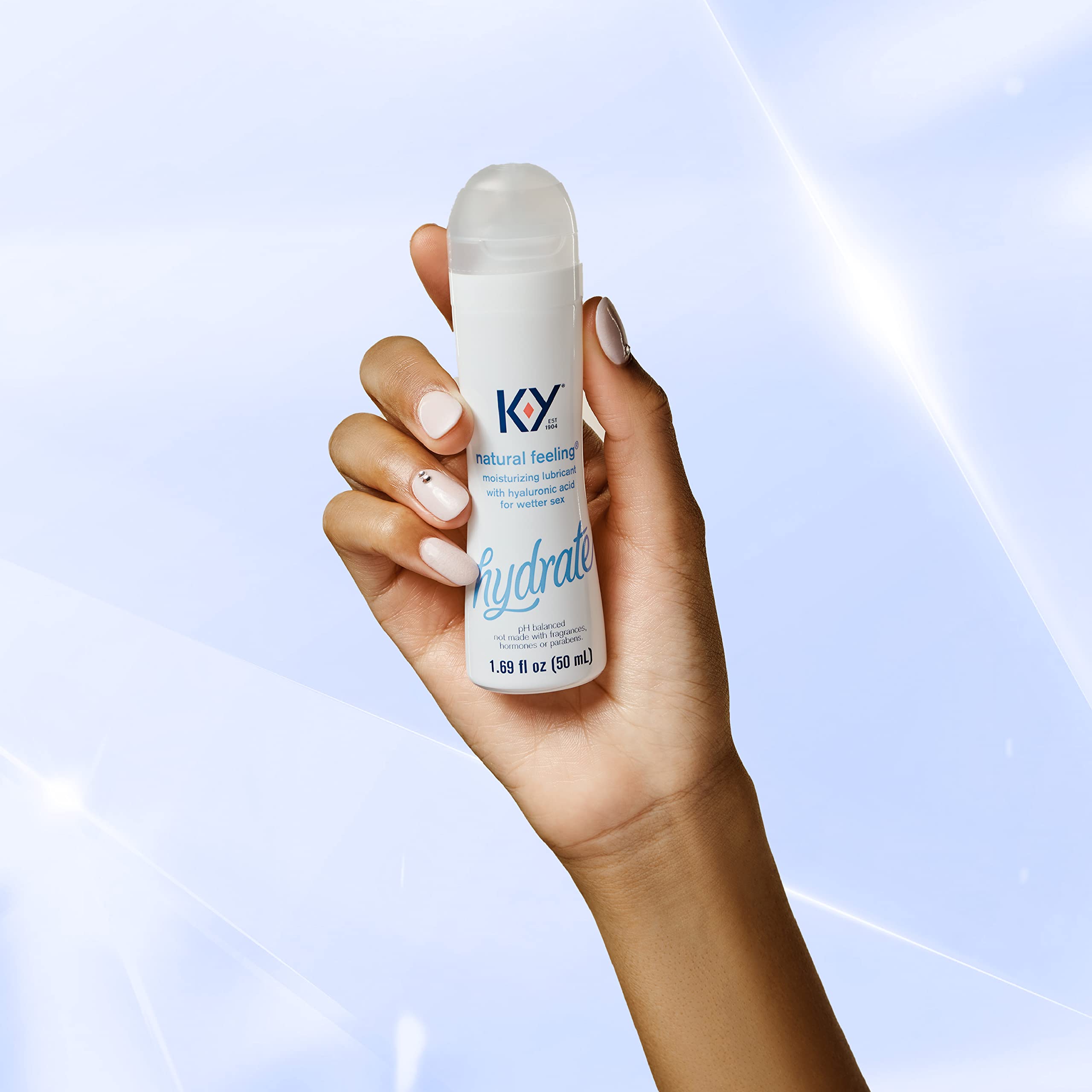 K-Y Water Based Lube Natural Feeling 1.69 fl oz Personal Lubricant for Adult Couples, Men, Women, Vaginal Moisturizer, pH Balanced, Hormone & Paraben Free, Latex Condom Compatible