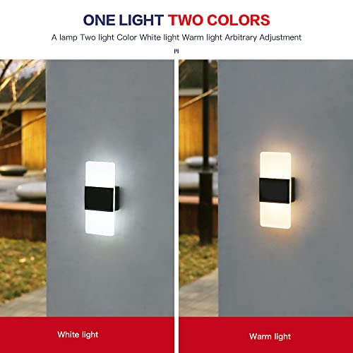 YONCDIAT Solar Lights Outdoor, White and Warm 2 Color,12LED IP65 Waterproof Solar Powered for Wall Outside Garden Fence Porch【2 Pack】 (S)
