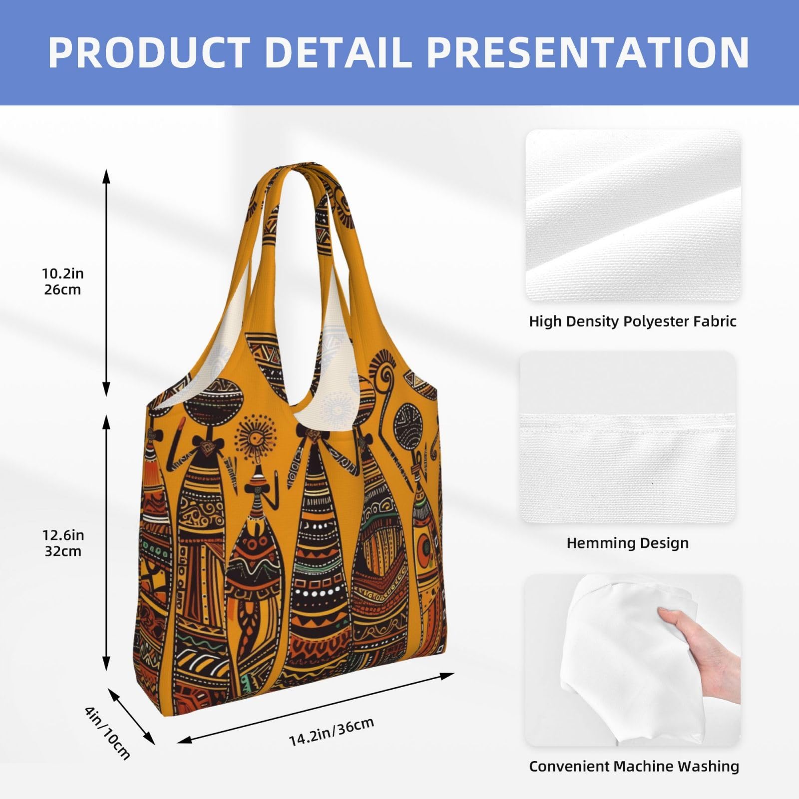 Creative African Culture Print Canvas Tote Bag Aesthetic Tote Bag Reusable Shopping Bag For Women Men Gift Bag