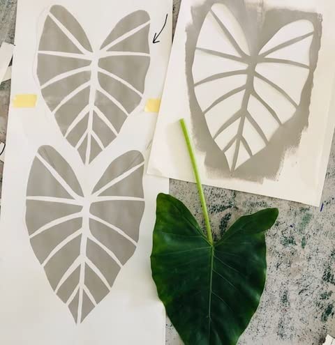 Handprinted Canvas Tote Bag, Reuseable Grocery Shopping Tote with Long Handles, Multipurpose, Sturdy 100% Cotton Canvas Shoulder Bag with Big Tropical Fijian Leaf Print - Via Print, Yellow