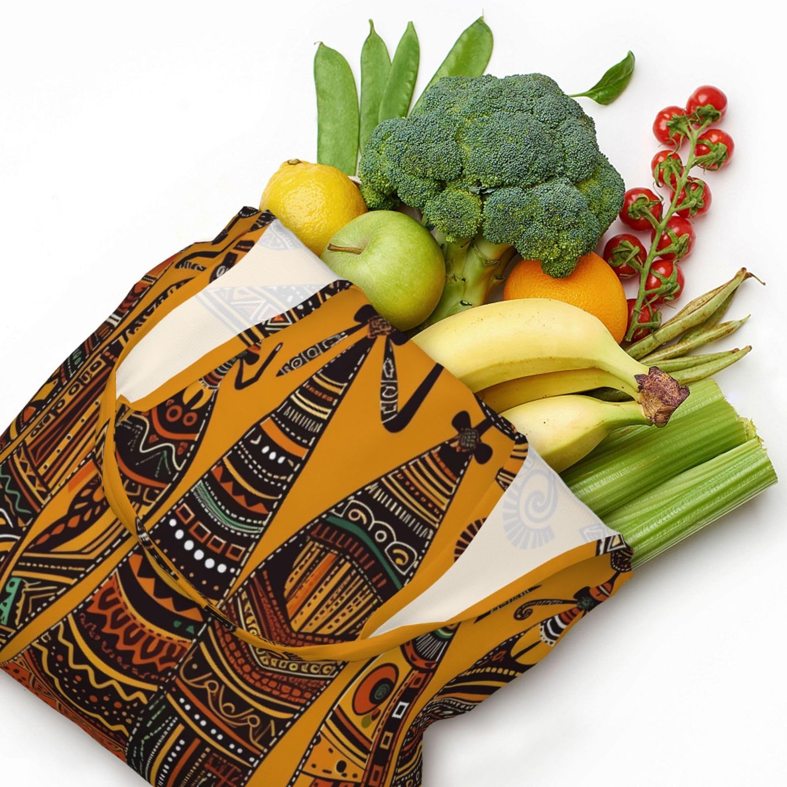 Creative African Culture Print Canvas Tote Bag Aesthetic Tote Bag Reusable Shopping Bag For Women Men Gift Bag