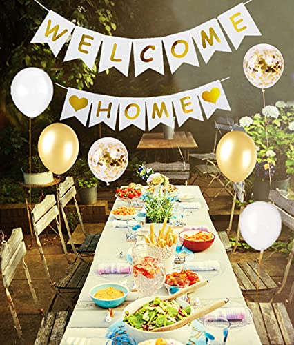 Mannli Welcome Home Banner Decoration with Letax Balloons for New Home Baby Shower Family Party Decorations
