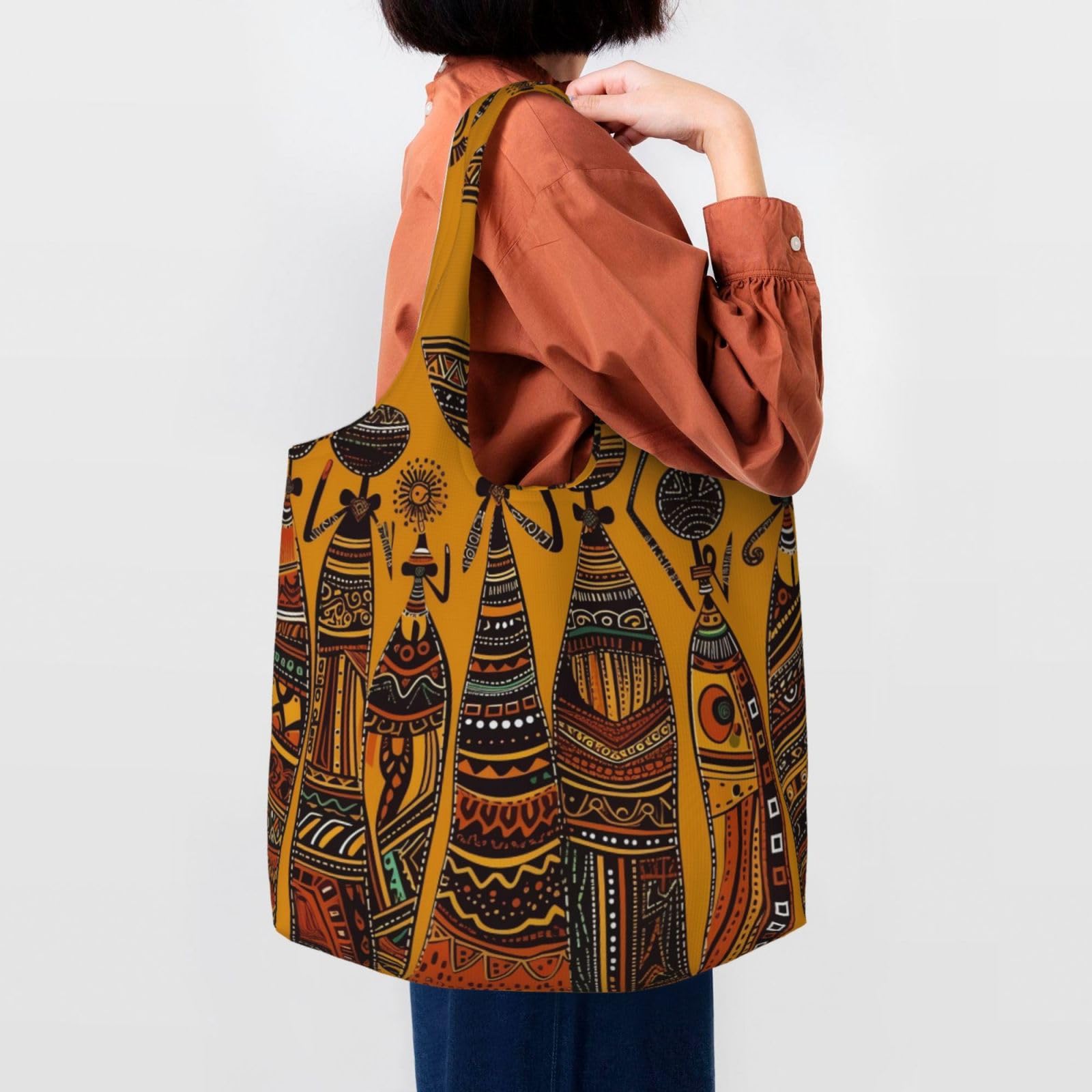 Creative African Culture Print Canvas Tote Bag Aesthetic Tote Bag Reusable Shopping Bag For Women Men Gift Bag