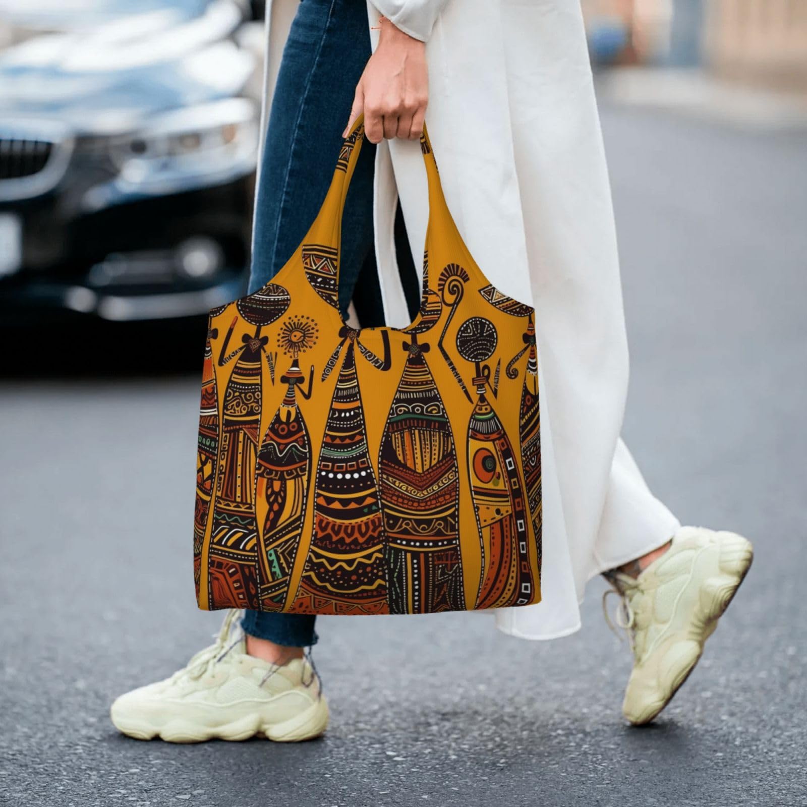 Creative African Culture Print Canvas Tote Bag Aesthetic Tote Bag Reusable Shopping Bag For Women Men Gift Bag