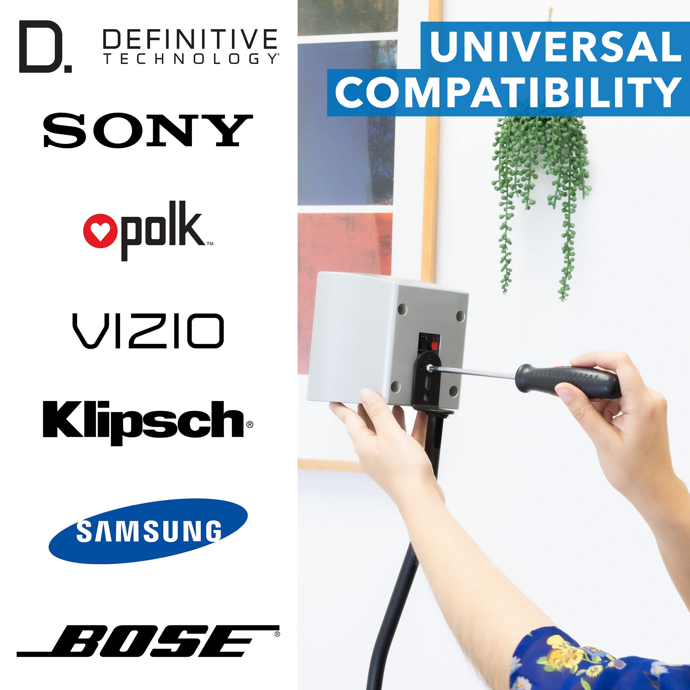 Mount-It! Universal Speaker Stands, Adjustable Height 30 to 40.8 Inches, Surround Sound Speaker Stands for Satellite and Bookshelf Speakers, Heavy-Duty Construction, Supports 10 lbs Each (1 Pair)