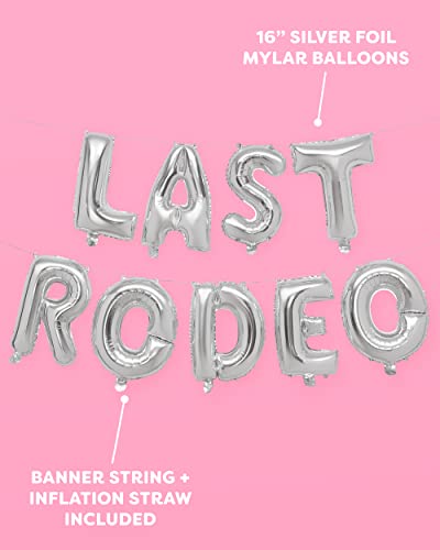 xo, Fetti Last Rodeo Foil Balloons - 16", Silver | Bachelorette Party Decorations, Yeehaw, Bride Supplies, Nashville, Austin, Scottsdale Bach