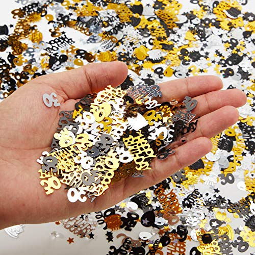 3000 Pieces 30th Happy Birthday Confetti Number 30 Birthday Cake Confetti Metallic Foil Balloon Confetti Table Scatters Decorations for Birthday Party Anniversary Wedding (Gold, Silver and Black)