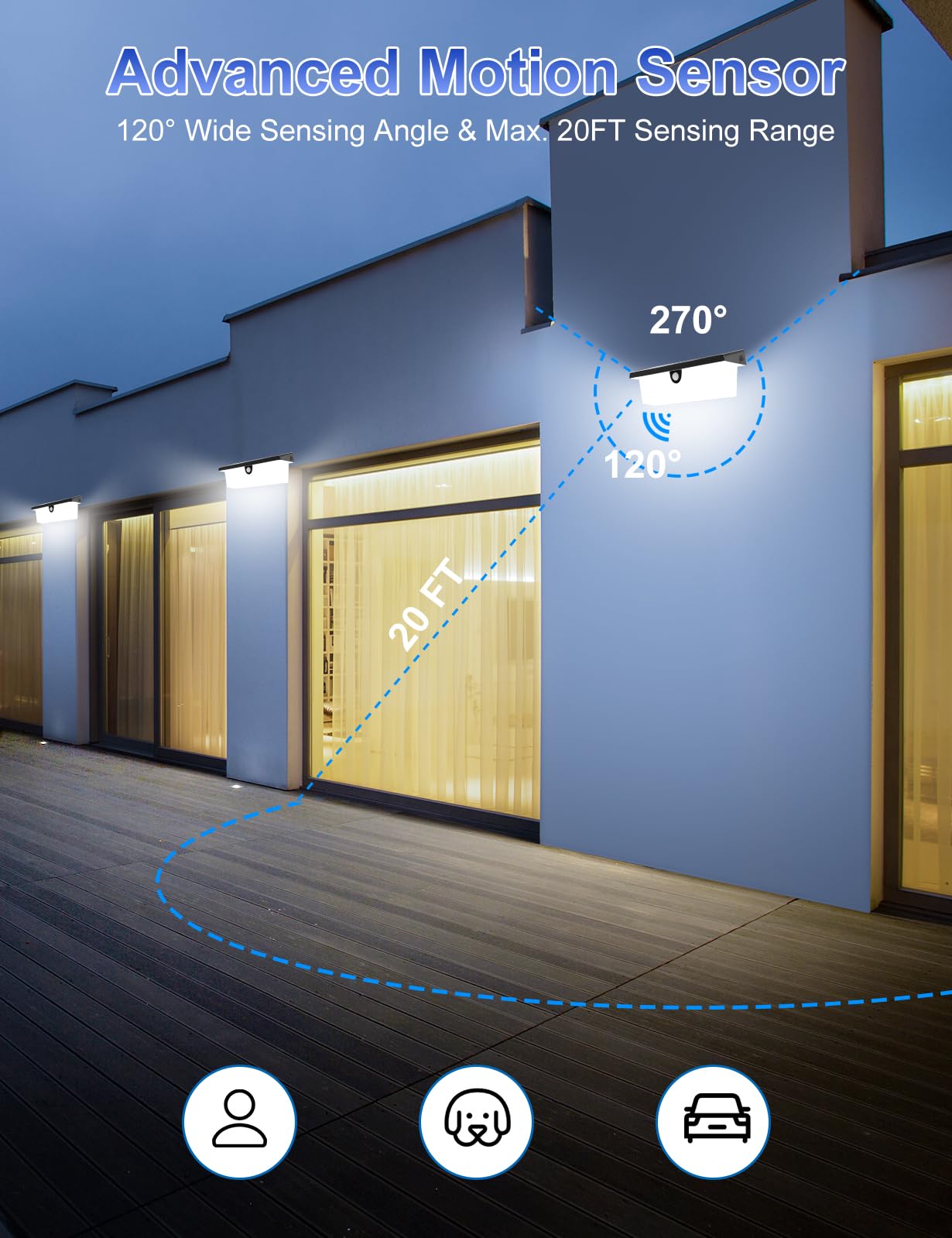 Roopure Solar Motion Lights Outdoor 2 Pack + 4 Pack Solar Paito Lights Colorful for Yard Post Wall Step Stair