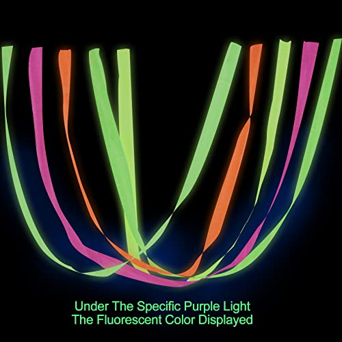 400Ft Glow in The Dark Party Decorations Neon Crepe Paper Streamers Blacklight Party Streamer Decorations Backdrop Decorations for Holiday Birthday Fiesta Party