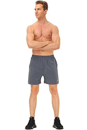Cakulo Men's 5 Inch Running Tennis Shorts Quick Dry Athletic Workout Active Gym Training Soccer Shorts with Pockets Liner Grey S