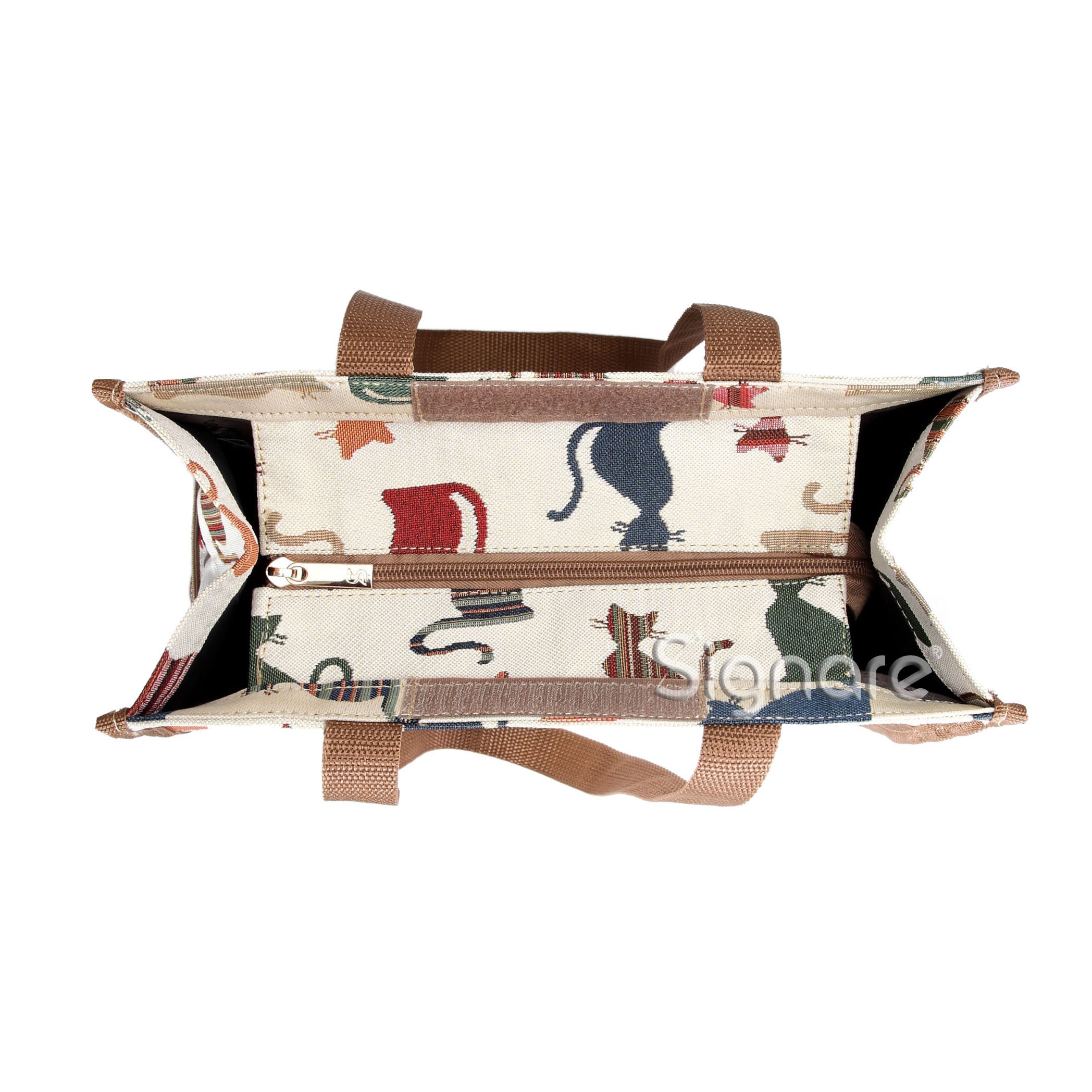 Signare Tapestry Shoulder Bag Shopping Bag for Women with Cheeky Cat Design (SHOP-CHEKY)