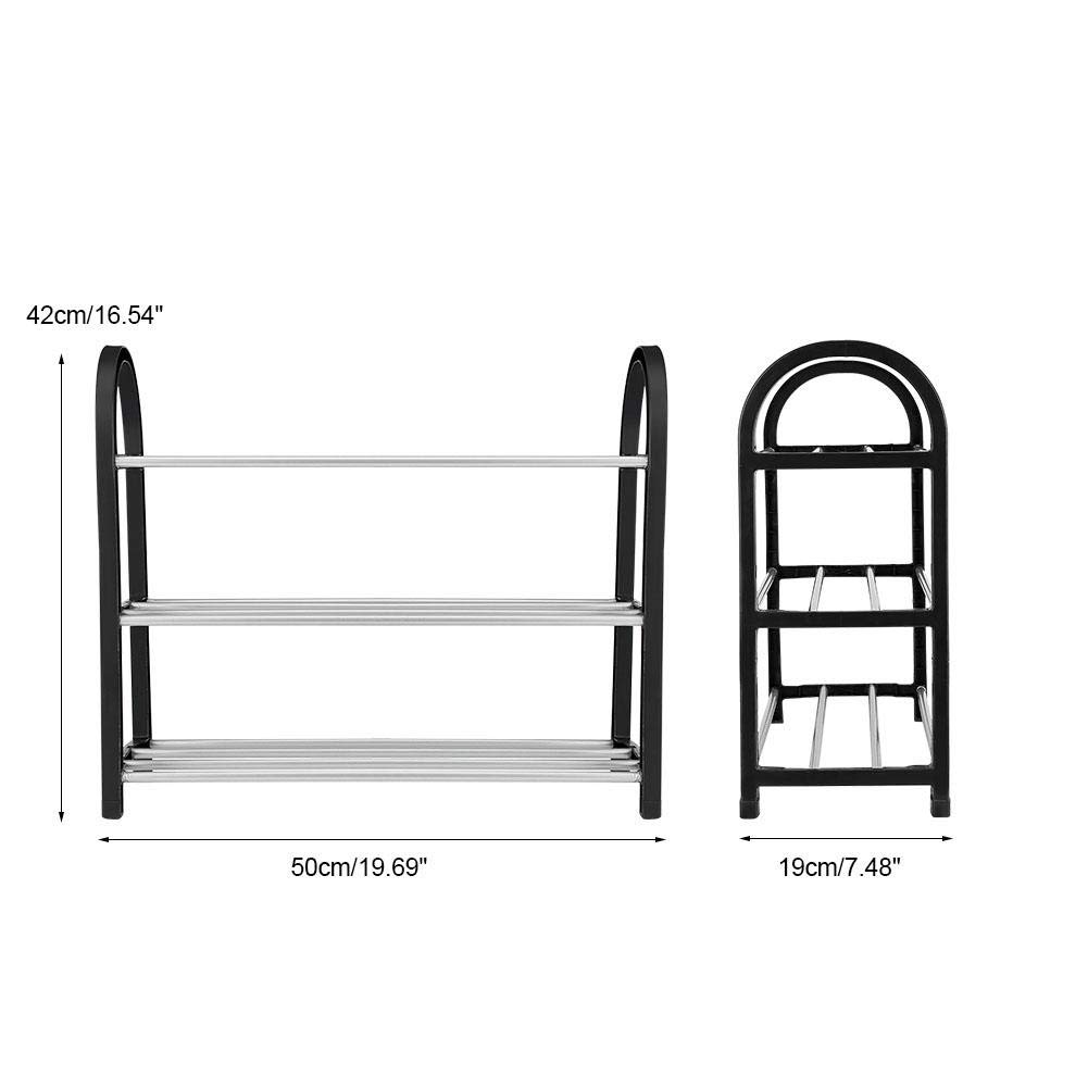 Gorgeri Shoes Rack, Plastic + Aluminum Metal Shoe Storage Organizer Standing Shelf DIY Home Organizer (3 Tiers: 50 * 19 * 42cm / 19.69 * 7.48 * 16.54in)