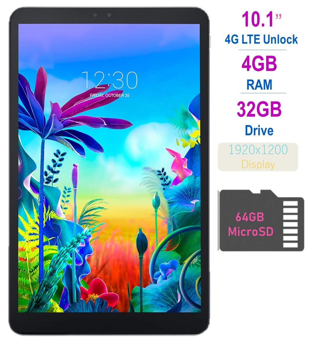 LG G Pad 5 10.1-inch (1920x1200) 4GB LTE Unlock Tablet, Qualcomm MSM8996 Snapdragon Processor, 4GB RAM, 32GB Storage, Bluetooth, Fingerprint Sensor, Android 9.0 w/Mazery 64GB SD Card (Renewed)