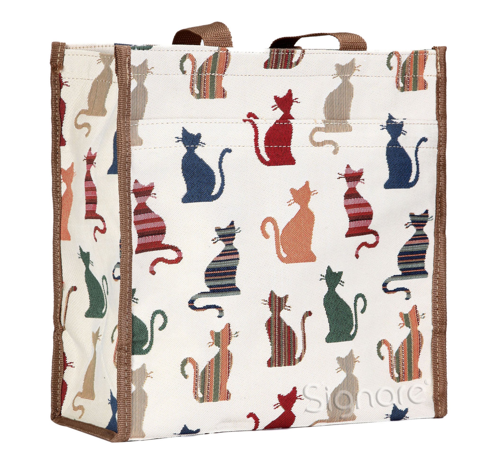 Signare Tapestry Shoulder Bag Shopping Bag for Women with Cheeky Cat Design (SHOP-CHEKY)