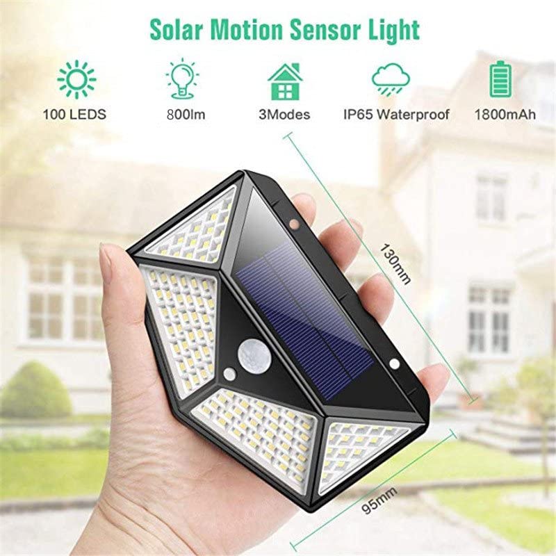 KunHe 4 Pack 100 LED Motion Sensor Outdoor Lights with Lights Reflector and 3 Lighting Modes Solar Lights Outdoor with 270° Wide Angle Wireless IP65 Waterproof for Porch Garden Yard Garage