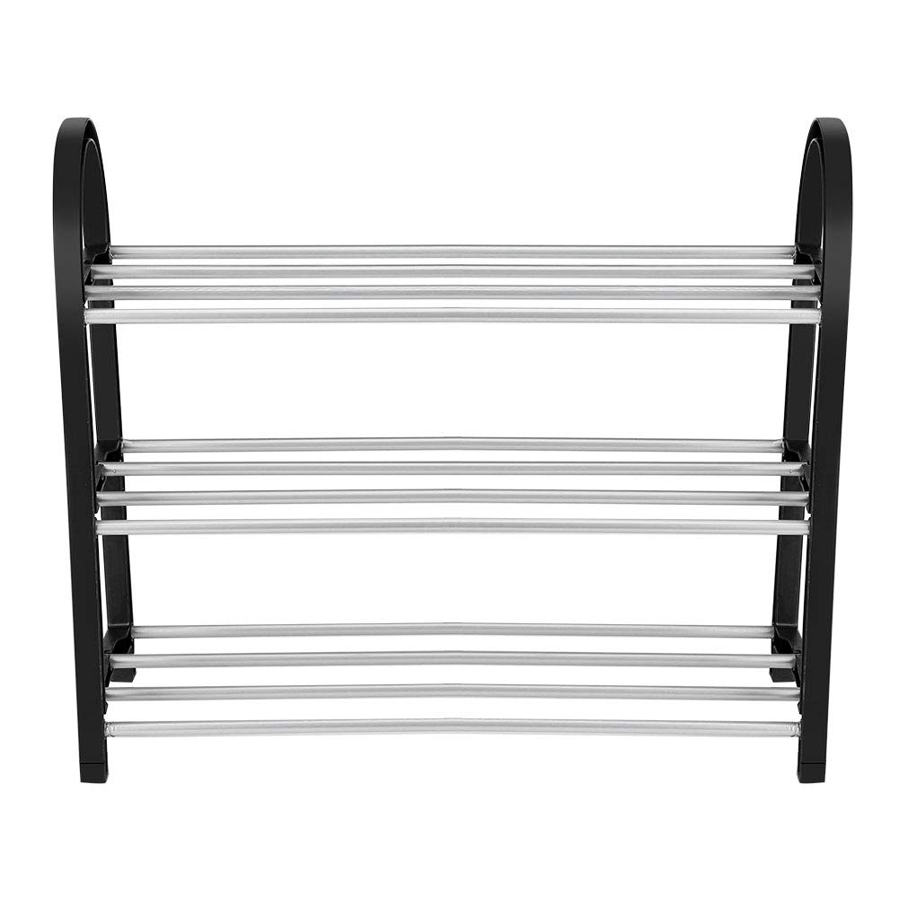 Gorgeri Shoes Rack, Plastic + Aluminum Metal Shoe Storage Organizer Standing Shelf DIY Home Organizer (3 Tiers: 50 * 19 * 42cm / 19.69 * 7.48 * 16.54in)