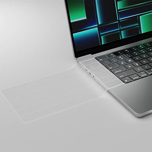 Soke Premium Keyboard Cover Skin, for 2021-2024 MacBook Pro 14" 16" M4 M3 M2 M1 Pro/Max(A2918 A2992 A2991 A2442 A2485 A2780), MacBook Air 15.3"/13.6" M3 M2(A2941 A2681), US ANSI Layout,Clear