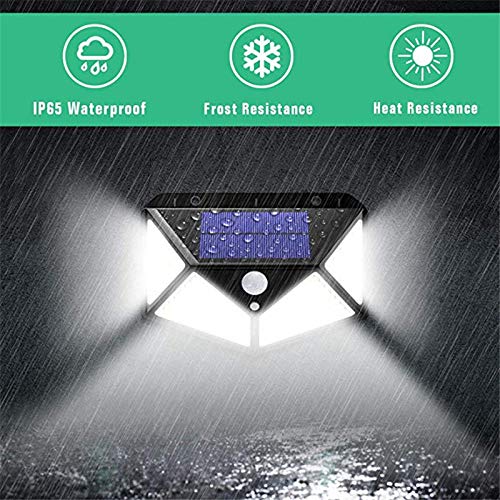 KunHe 4 Pack 100 LED Motion Sensor Outdoor Lights with Lights Reflector and 3 Lighting Modes Solar Lights Outdoor with 270° Wide Angle Wireless IP65 Waterproof for Porch Garden Yard Garage