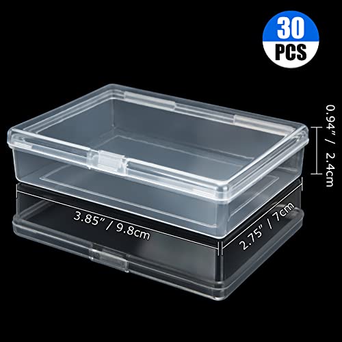 30PCS Playing Card Case Clear Plastic Gaming Game Card Holder Organizer, Snaps Closed Clear Card Box Small Hard Plastic Card Storage Box, Empty Trading Card Storage Box 3.8x2.7x0.94 Inch