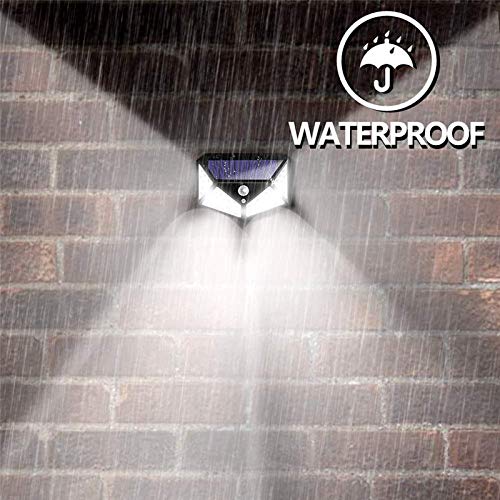 KunHe 4 Pack 100 LED Motion Sensor Outdoor Lights with Lights Reflector and 3 Lighting Modes Solar Lights Outdoor with 270° Wide Angle Wireless IP65 Waterproof for Porch Garden Yard Garage