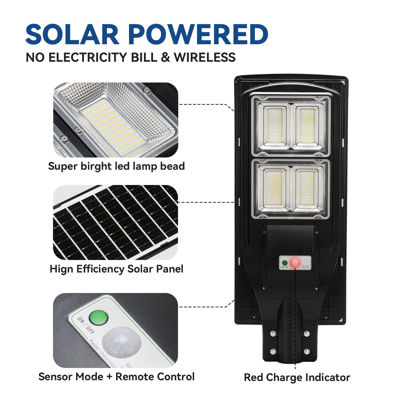 4 Pack 120W Solar Street Lights Outdoor,240 LED High Lumens Street Lamp with Light Control&PIR Motion Sensor, Dusk to Dawn LED Security Light Solar Flood Light for Square,Yard,Basketball Court