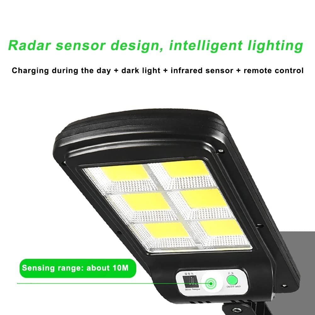 Trnni Outdoor Solar Street Light for Parking Lot Solar Lamp, LED Solar Street Lamp Wall Lamp PIR Motion Sensor Waterproof Floodlight with Remote Control