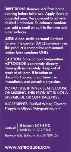 Astroglide Water Based Lube (2.5oz), Liquid Personal Lubricant for Long-Lasting Pleasure for Men, Women and Couples, Safe for Toys, Travel-Friendly Size
