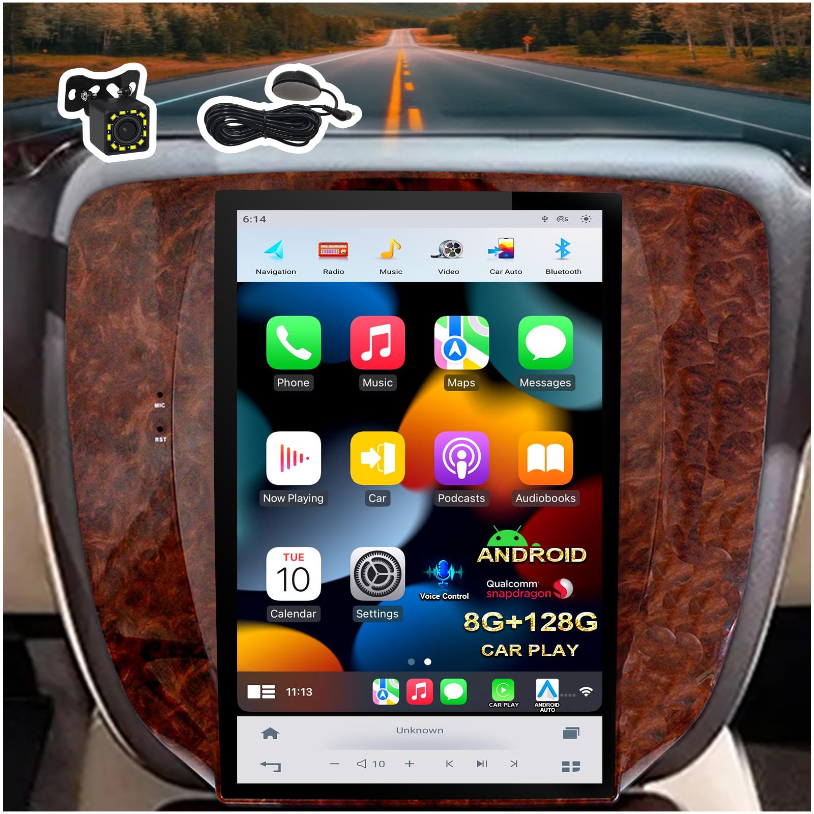 2024 New 12.1 inch Vertical Screen Android Car Stereo Radio GPS Navigation for GMC Yukon Sierra Chevrolet Tahoe Avalanche Silverado Suburban Qualcomm 8core 8G+128G+Car Play+Android Auto+Voice Control
