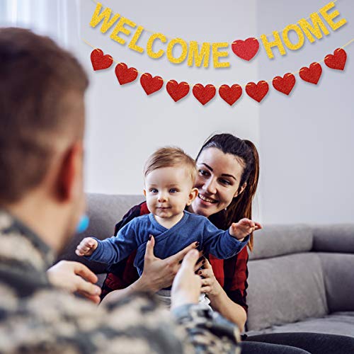 Welcome Home Banner Gold Glitter Welcome Home Decorations for Welcome Home Party Decorations, Welcome Home Sign