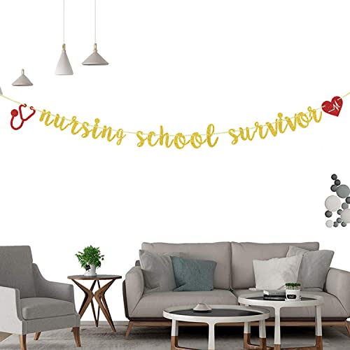 Nursing School Survivor Banner, Congrats Nurse/RN Grad Party Decor Party Decorations Supplies