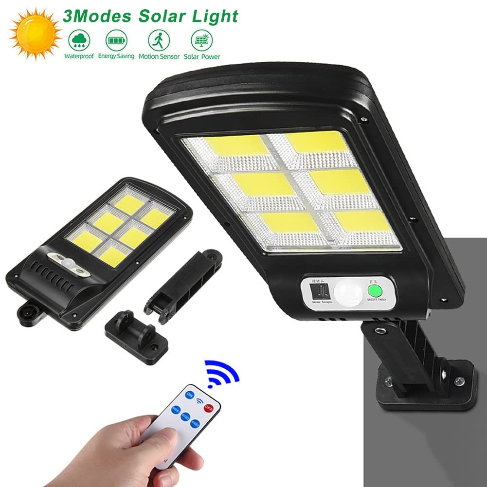 Trnni Outdoor Solar Street Light for Parking Lot Solar Lamp, LED Solar Street Lamp Wall Lamp PIR Motion Sensor Waterproof Floodlight with Remote Control
