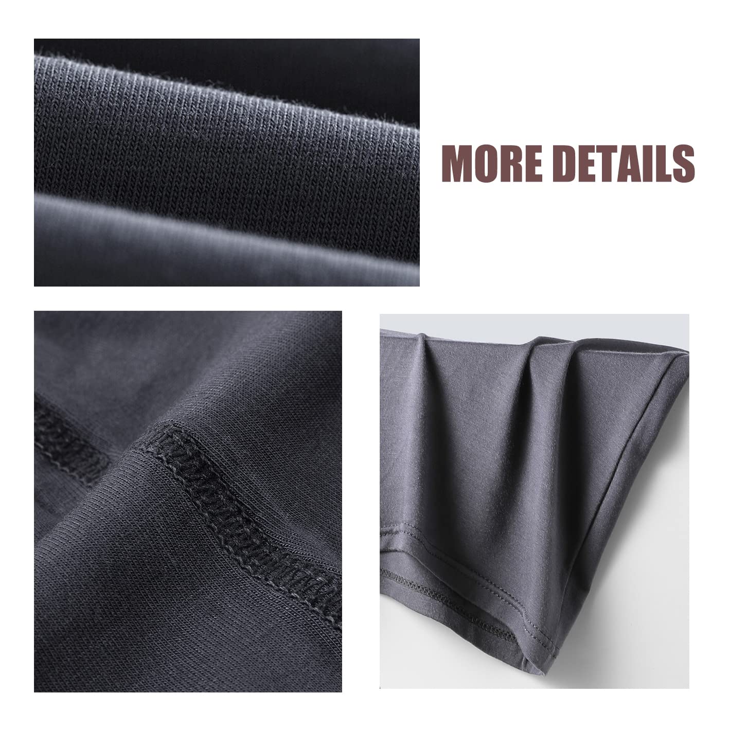 Ouruikia Men's Underwear Boxer Briefs Anti-Chafing Long Leg Mens Boxer Briefs Tagless Boxer Briefs Separate Pouch Large Black/Grey