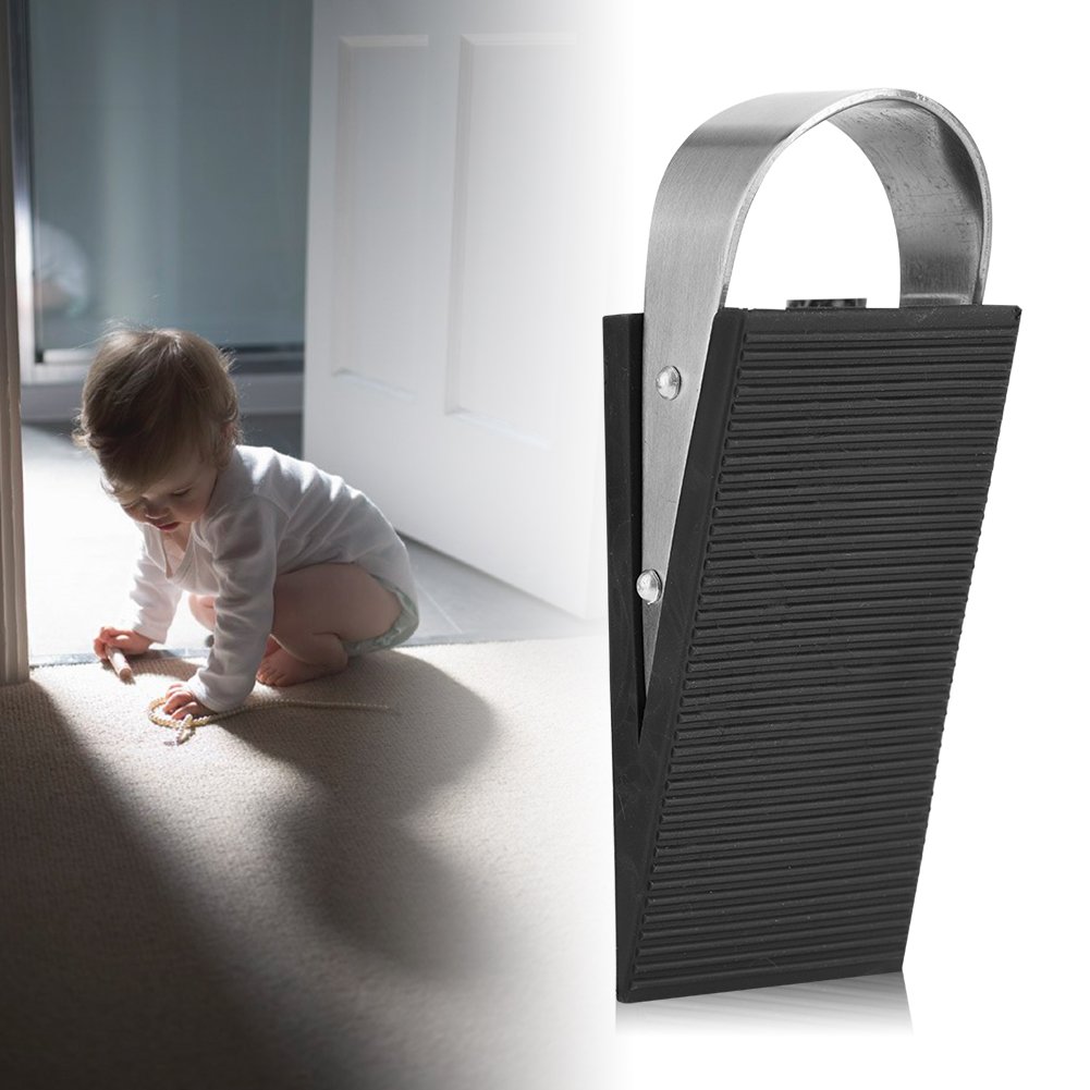 TOSEN 1Pc Rubber Stainless Steel Door Stop Wedge Block Stopper Safety Protector, Ideal for Home and Office,Door Stop, Wedge, and Block